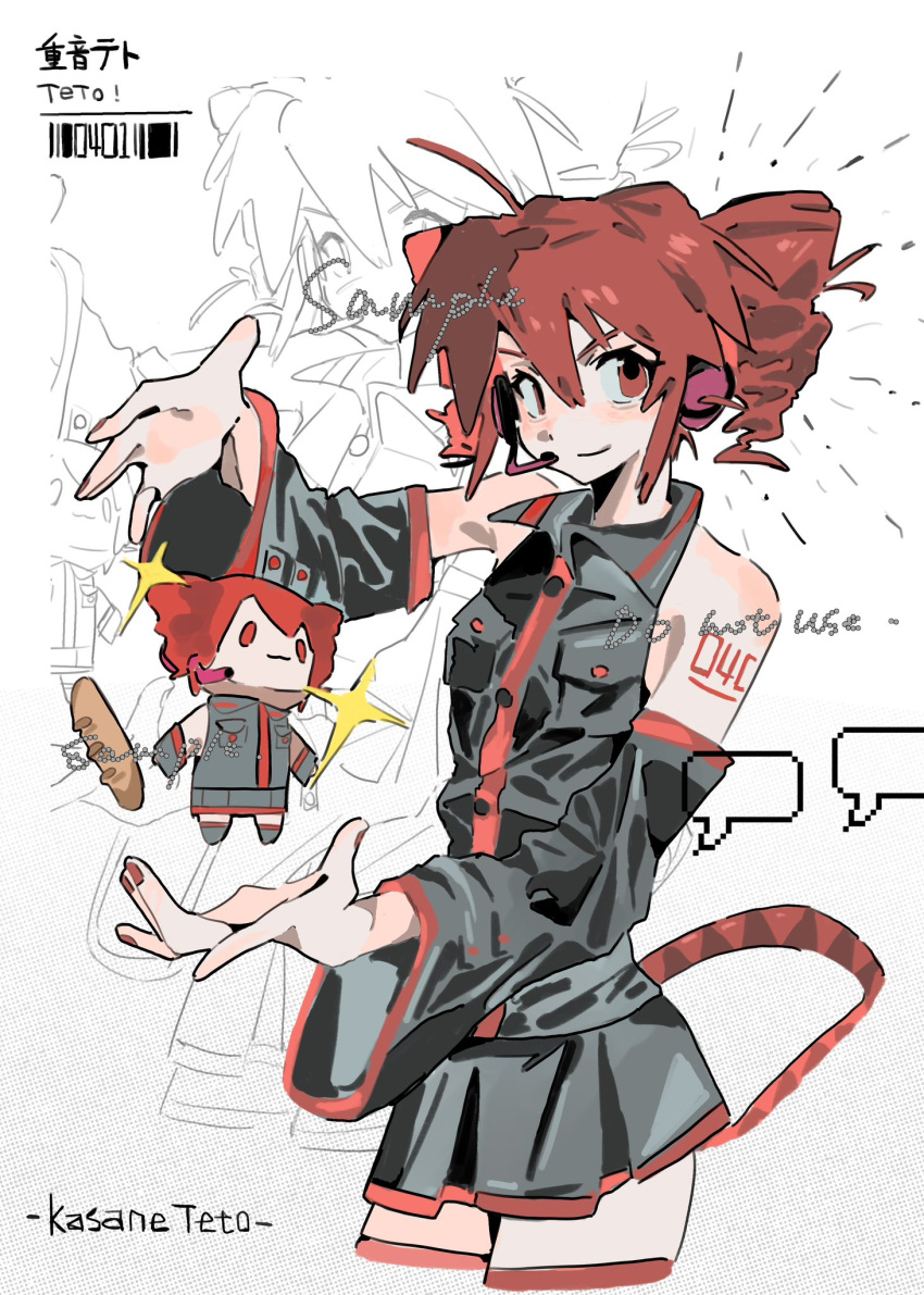 Safebooru - 1girl ahoge baguette bare shoulders black shirt black skirt ...