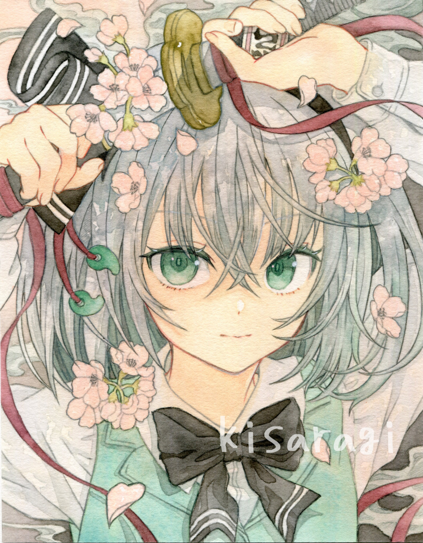 Safebooru - 1girl absurdres artist name black bow black bowtie black hairband bow bowtie cherry ...