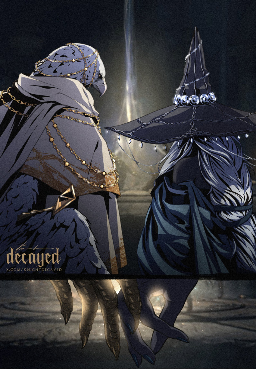 Safebooru - 1boy 1girl bare shoulders bird black dress black hat black ...