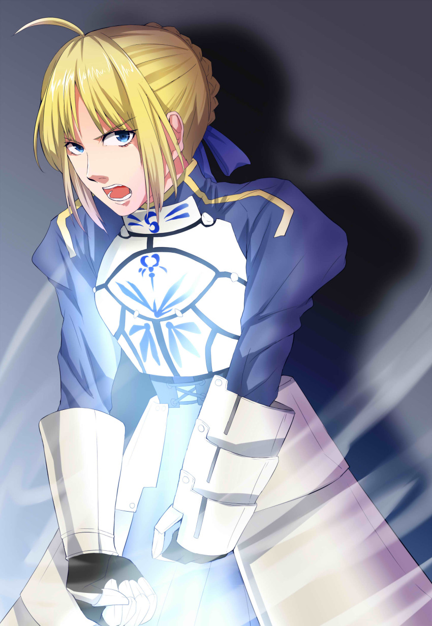 Safebooru - 1girl absurdres ahoge armor armored dress blonde hair blue eyes fate/stay night fate ...