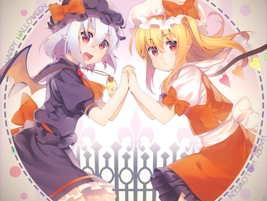 Safebooru 2girls Bat Wings Blonde Hair Bow Breast Press Flandre 3824