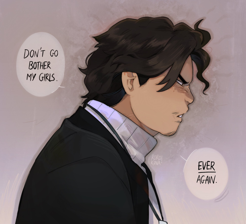 Safebooru - 1boy angry beard stubble black coat black hair bobby (kpop demon hunters) coat ...