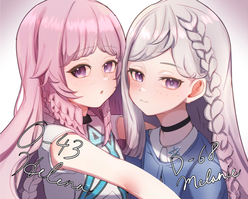 Safebooru - 2girls absurdres black choker braid character name choker ...