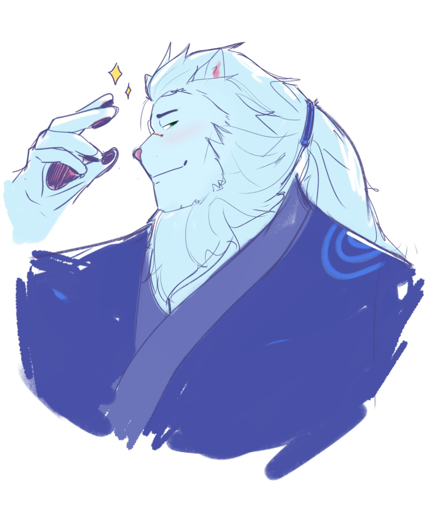 Safebooru - 1boy animal ears black kimono david rigell english ...