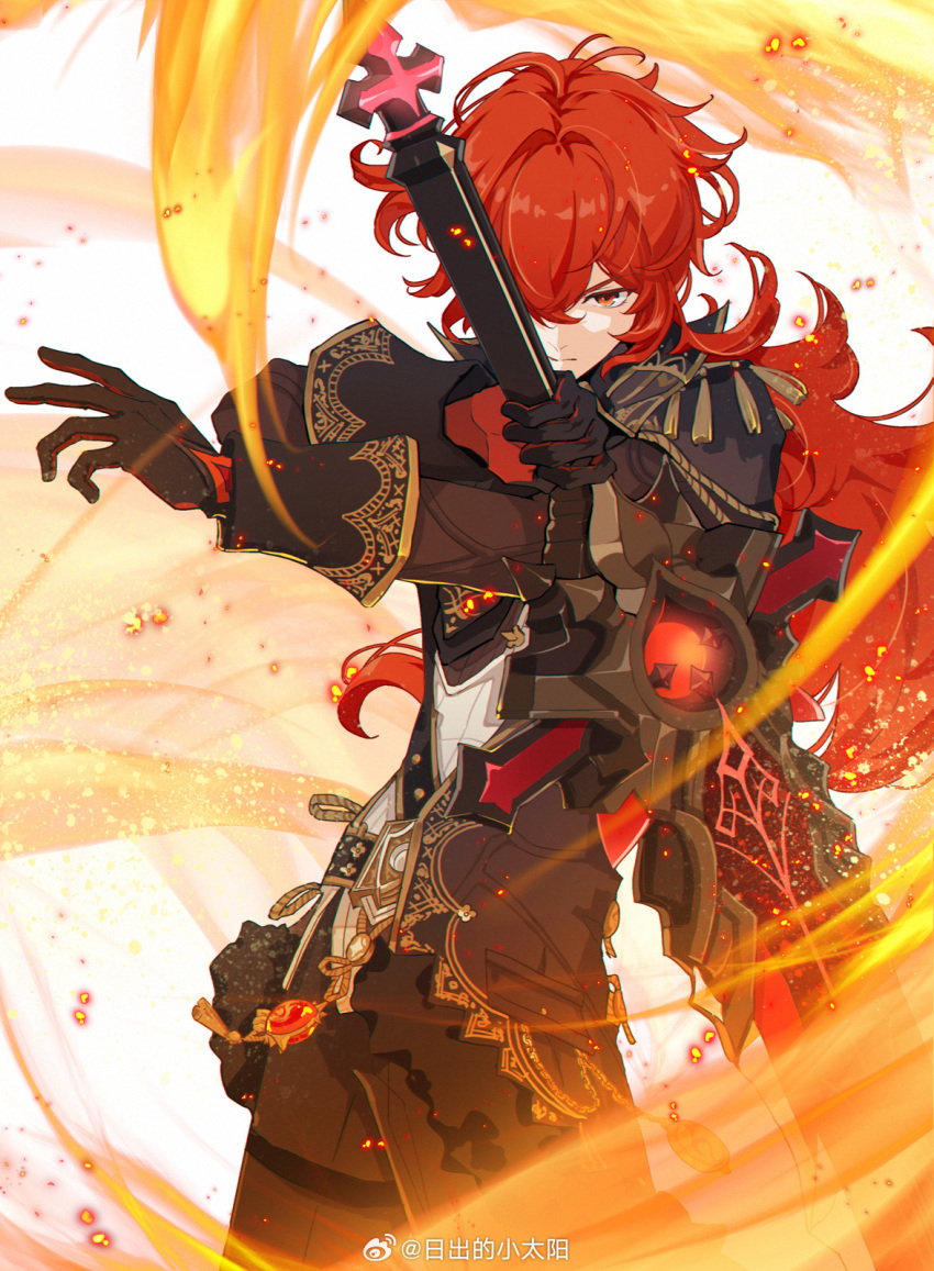 Safebooru - axin diluc (genshin impact) fire genshin impact gloves ...