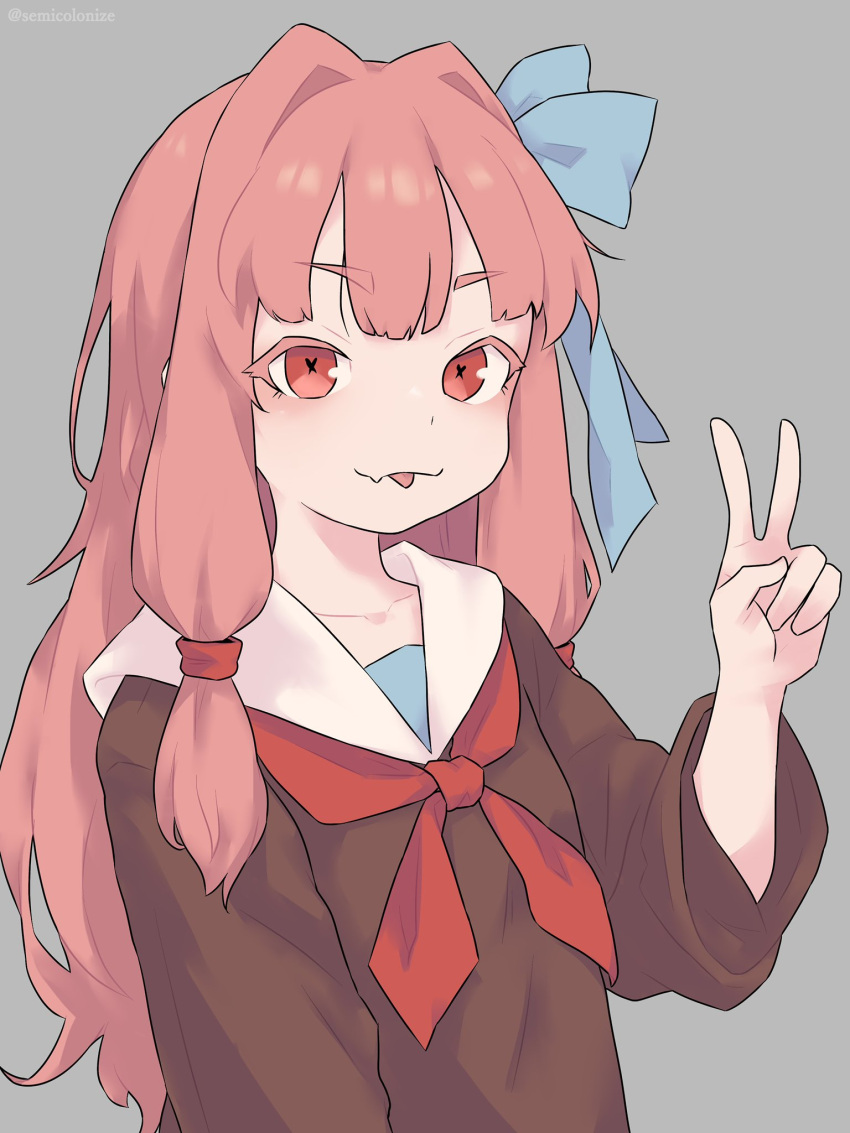 Safebooru - 1girl :p highres kotonoha akane looking at viewer pink hair red eyes semicolonize ...