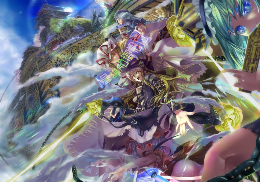 Safebooru - 1boy 5girls blonde hair blue eyes blue hair breasts brown ...