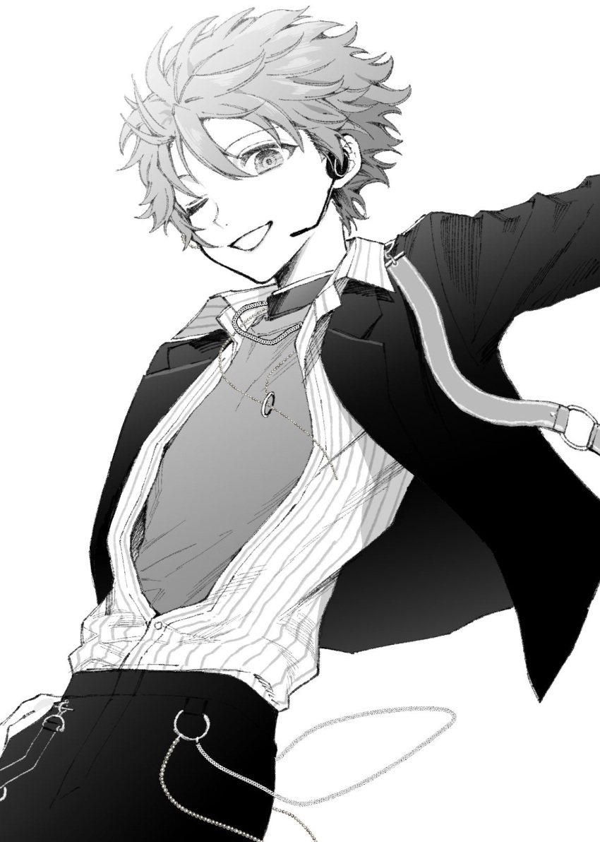 Safebooru - 1boy akehoshi subaru chain chain necklace cowboy shot ...