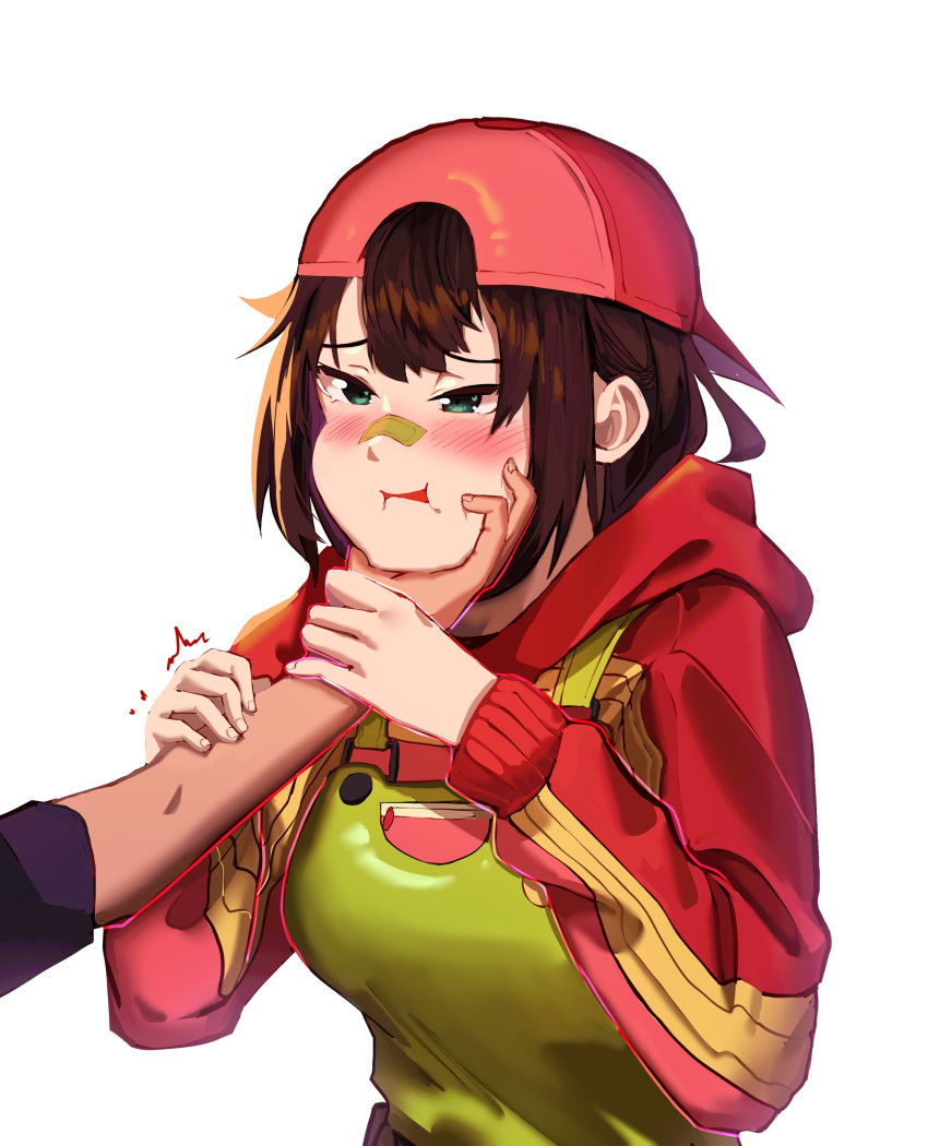 Safebooru - 1girl 1other absurdres animal print backwards hat bandaid bandaid on face bandaid on ...