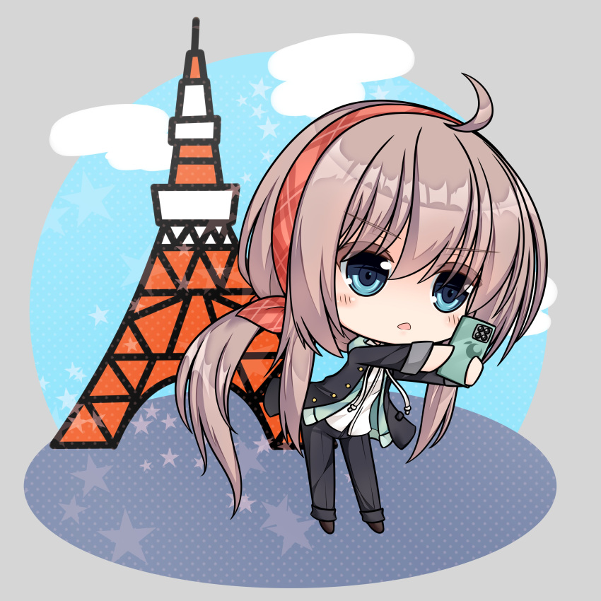 Safebooru - 1girl absurdres ahoge black jacket black pants blue eyes ...