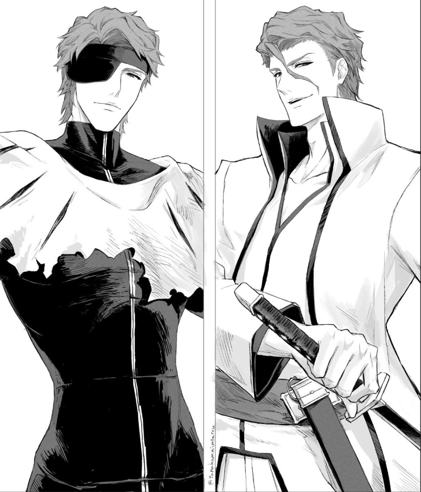 Safebooru - 1boy aizen sousuke bleach evil smile eyepatch highres ...