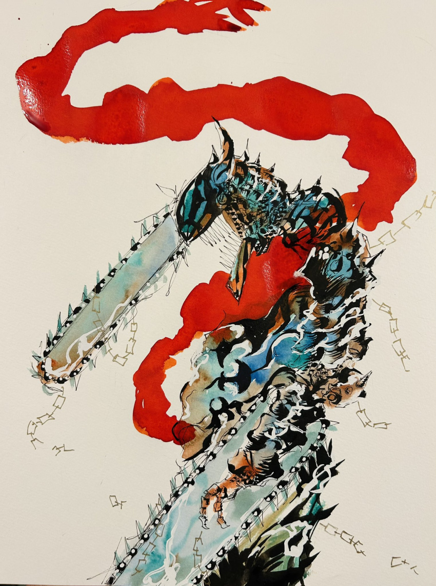 Safebooru - 1boy abstract blood chain chainsaw chainsaw devil chainsaw ...