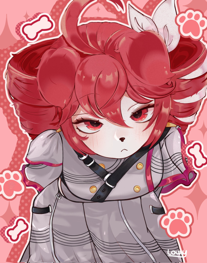 Safebooru - 1girl ahoge artist name buttons commentary dog girl double ...