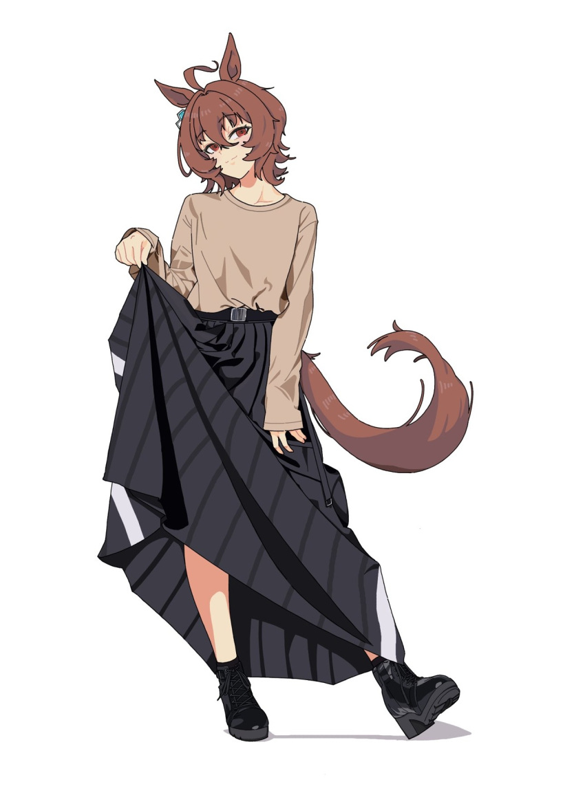 Safebooru - 1girl agnes tachyon (umamusume) ahoge animal ears brown eyes brown shirt clothes ...