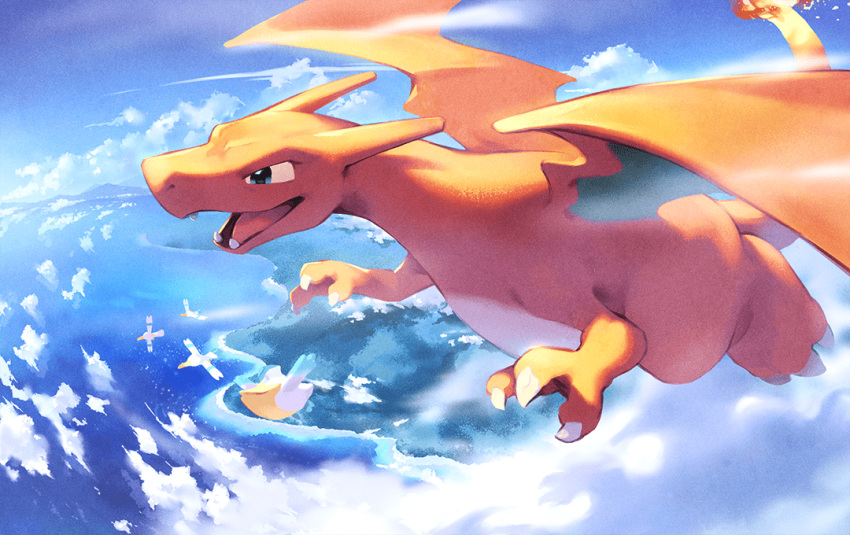 Safebooru - above clouds blanco026 charizard claws clouds day fangs ...