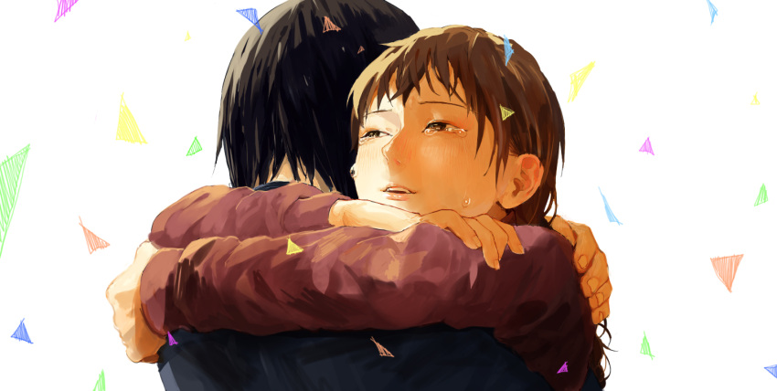 Safebooru - 1boy 1girl black hair brown hair emu taro hug madotsuki ...