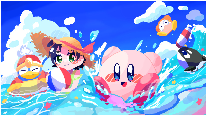 Safebooru - 1girl acro (kirby) adeleine ball beachball blue sky clouds ...