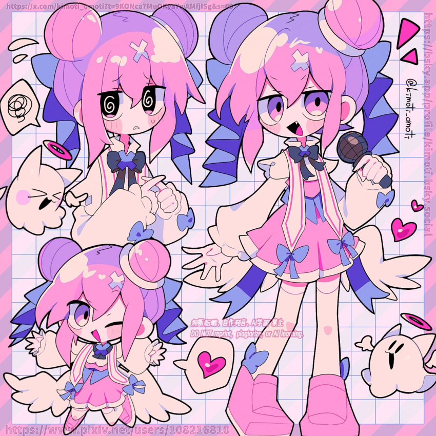 Safebooru - 1girl blush stickers chibi double bun dress fang full body ...
