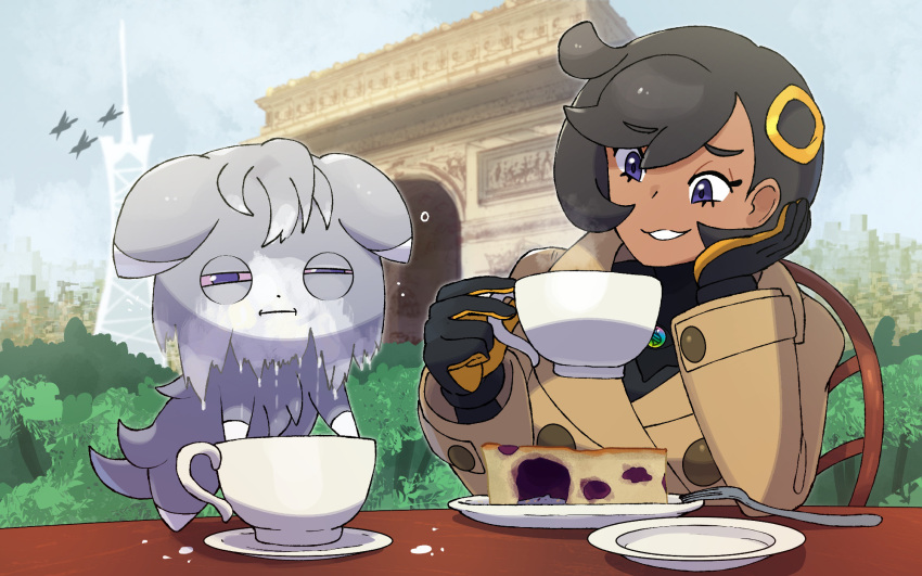 Safebooru - black gloves cityscape dark-skinned female dark skin emma ...