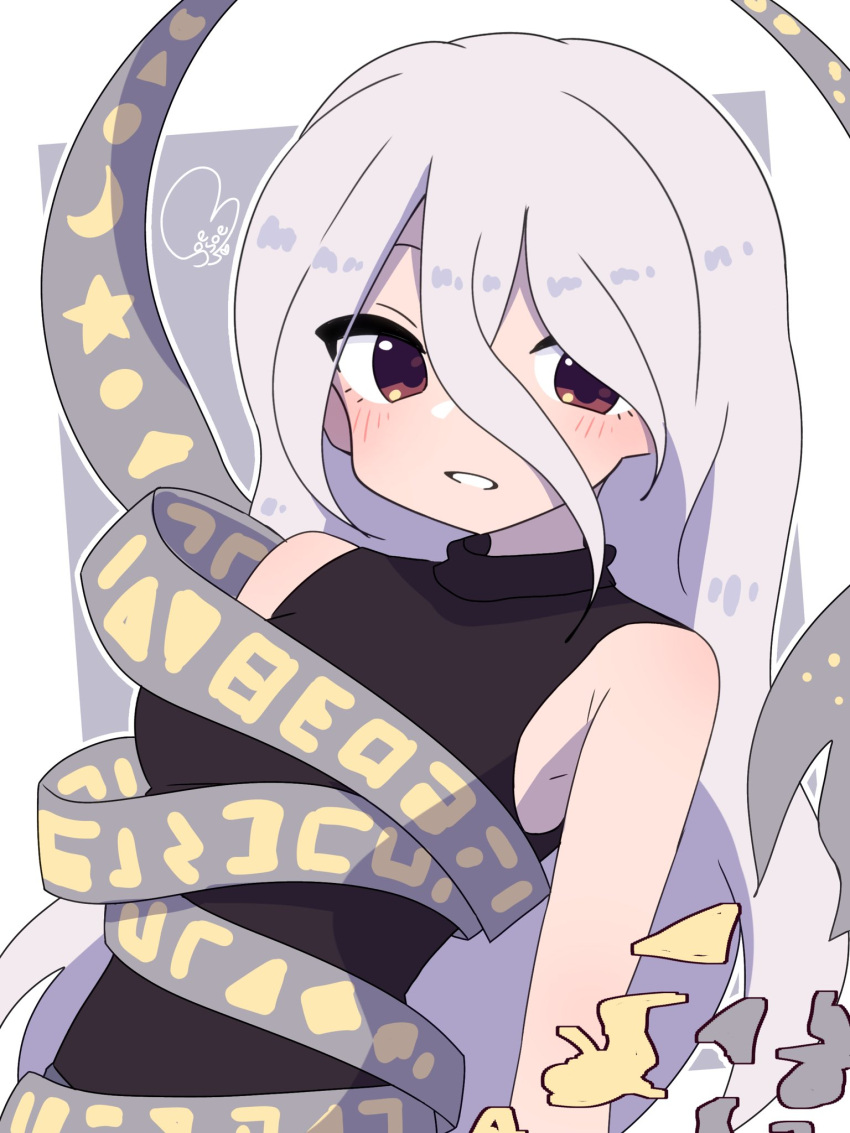 Safebooru - 1girl bare shoulders black shirt blush brown eyes ...
