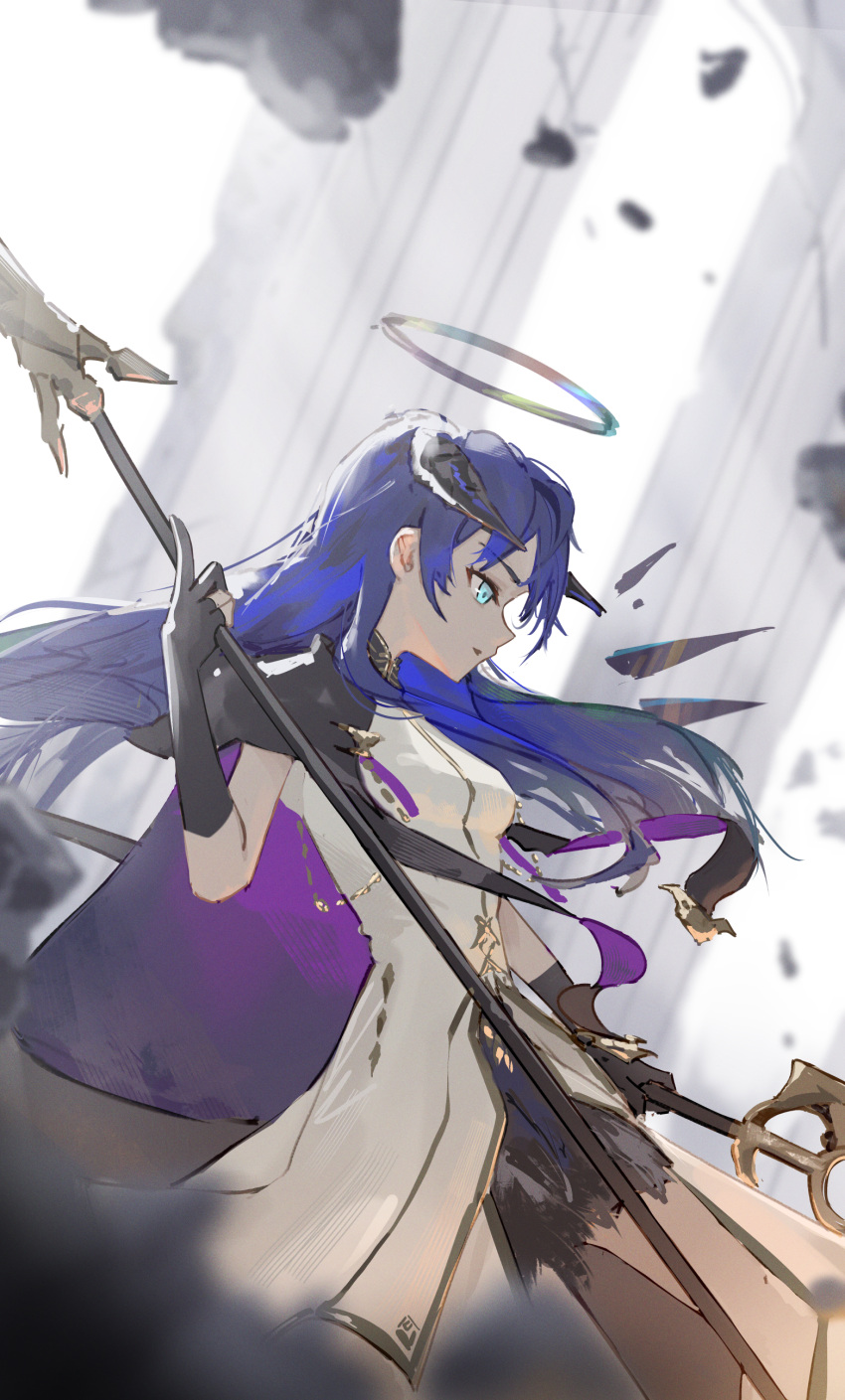 Safebooru - 1girl absurdres arknights black gloves blue eyes blue hair ...