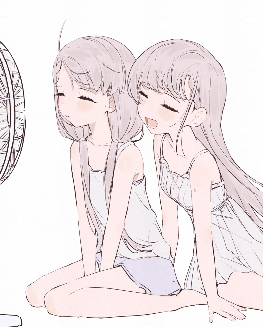 Safebooru - 2girls absurdres asymmetrical bangs blush braid braided ...