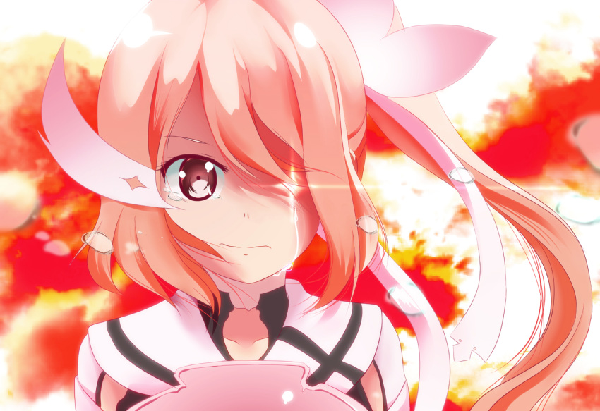 Safebooru - 1girl bust crying glowing glowing eye hair ornament hair ...