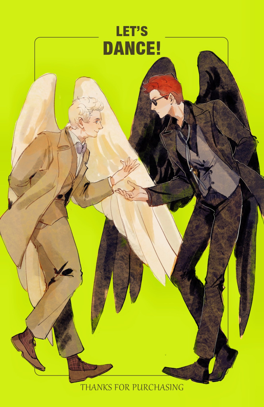 Safebooru - 2boys angel angel and devil angel wings aziraphale (good ...