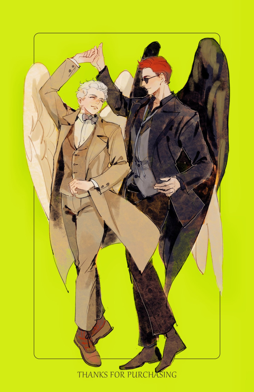 Safebooru - 2boys angel angel and devil angel wings aziraphale (good ...
