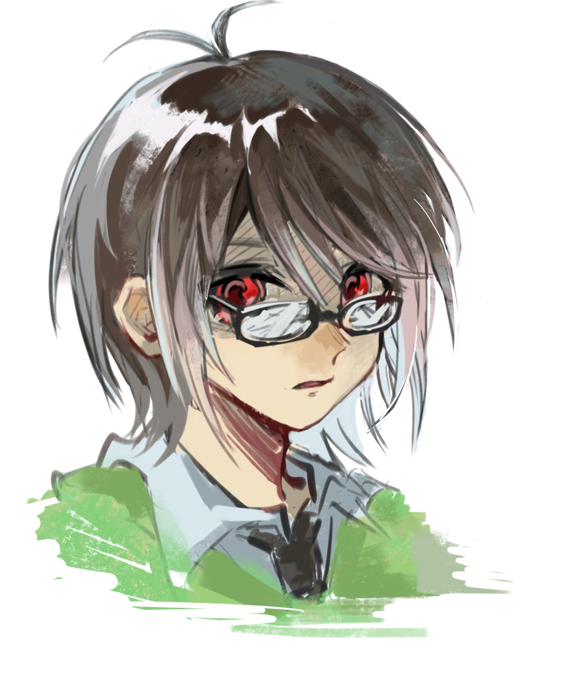 Safebooru - 1other absurdres bespectacled black necktie brown hair ...