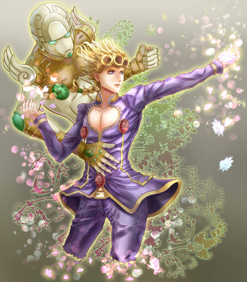 Safebooru - 2boys absurdres blonde hair blue eyes braid flower giorno giovanna gold experience ...