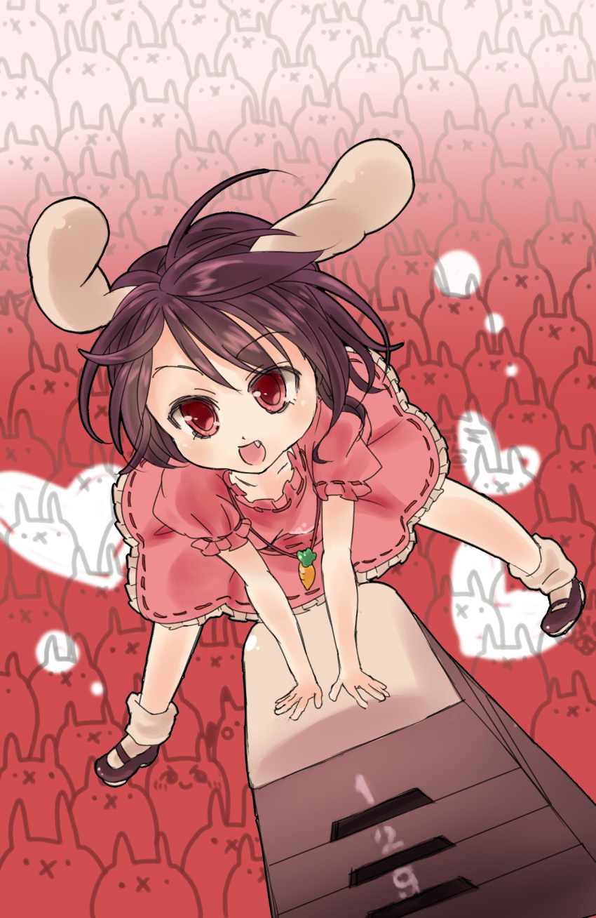 Safebooru - animal ears brown hair bunny ears costume fang highres ...