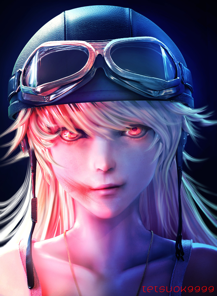 Safebooru - 1girl artist name bakemonogatari blonde hair blood goggles ...