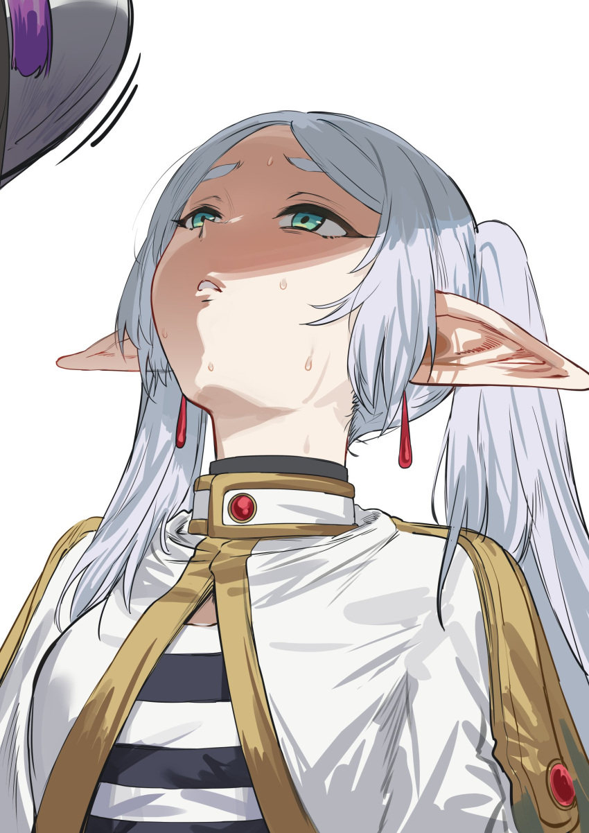 Safebooru - blue sky breasts capelet earrings elf fern (sousou no ...
