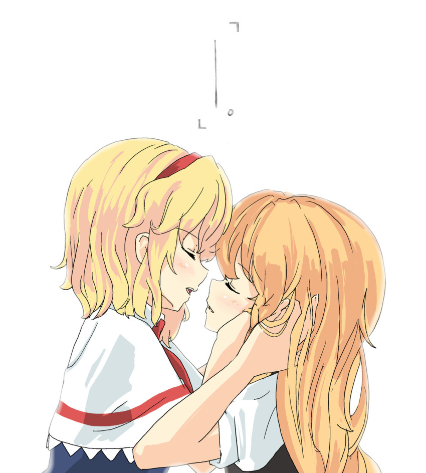 Safebooru - 2girls alice margatroid blonde hair blush capelet closed eyes hairband highres ...
