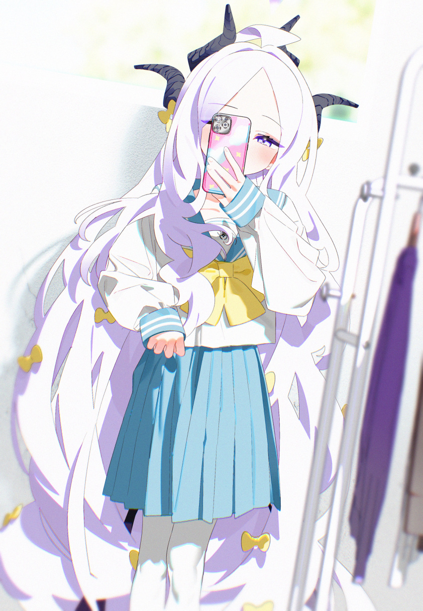 Safebooru - 1girl absurdres alternate costume black horns blue archive ...