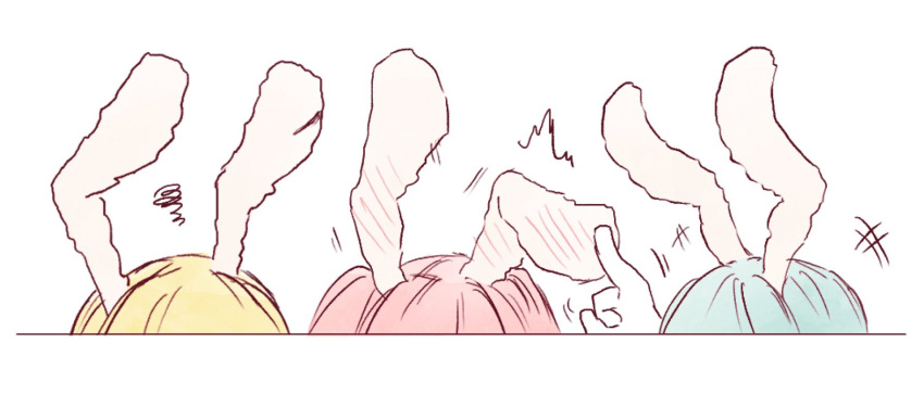 Safebooru - +++ 3girls ^^^ animal ears blonde hair blue hair blush ...