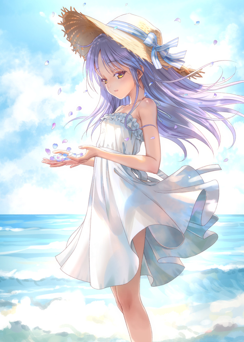 Safebooru - 1girl :d alternate costume angel beats! bare shoulders blue ...