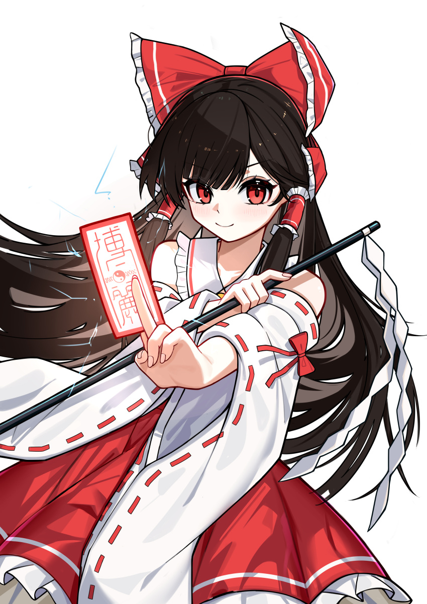 Safebooru - 1girl absurdres between fingers blush bow brown hair ...