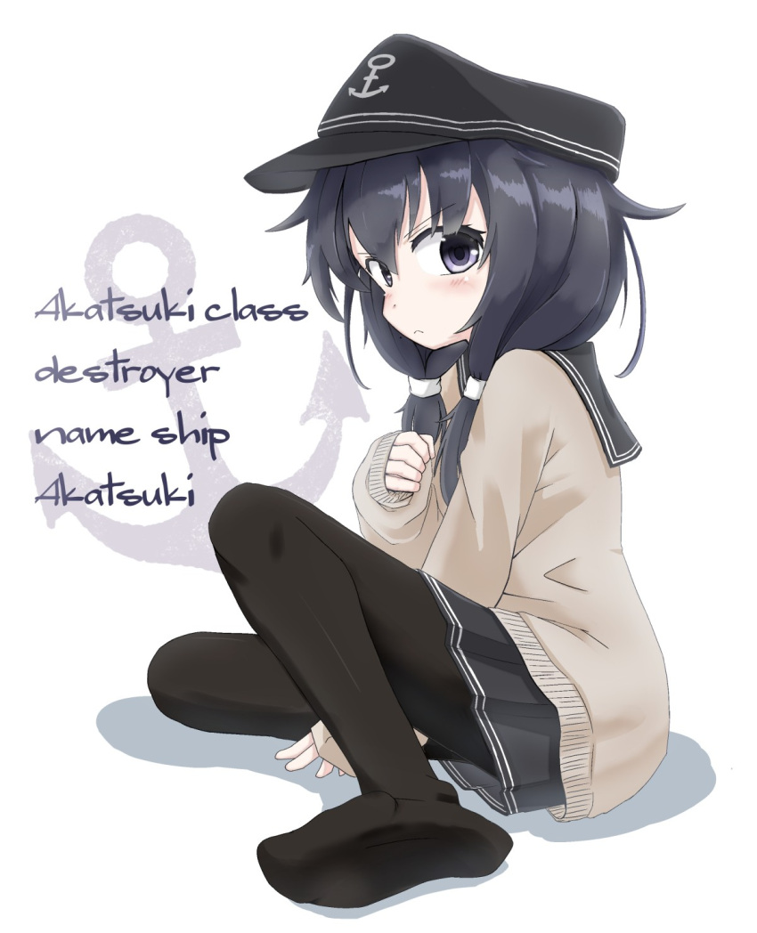 Safebooru - 1girl akatsuki (kantai collection) alternate hairstyle anchor black hair black ...
