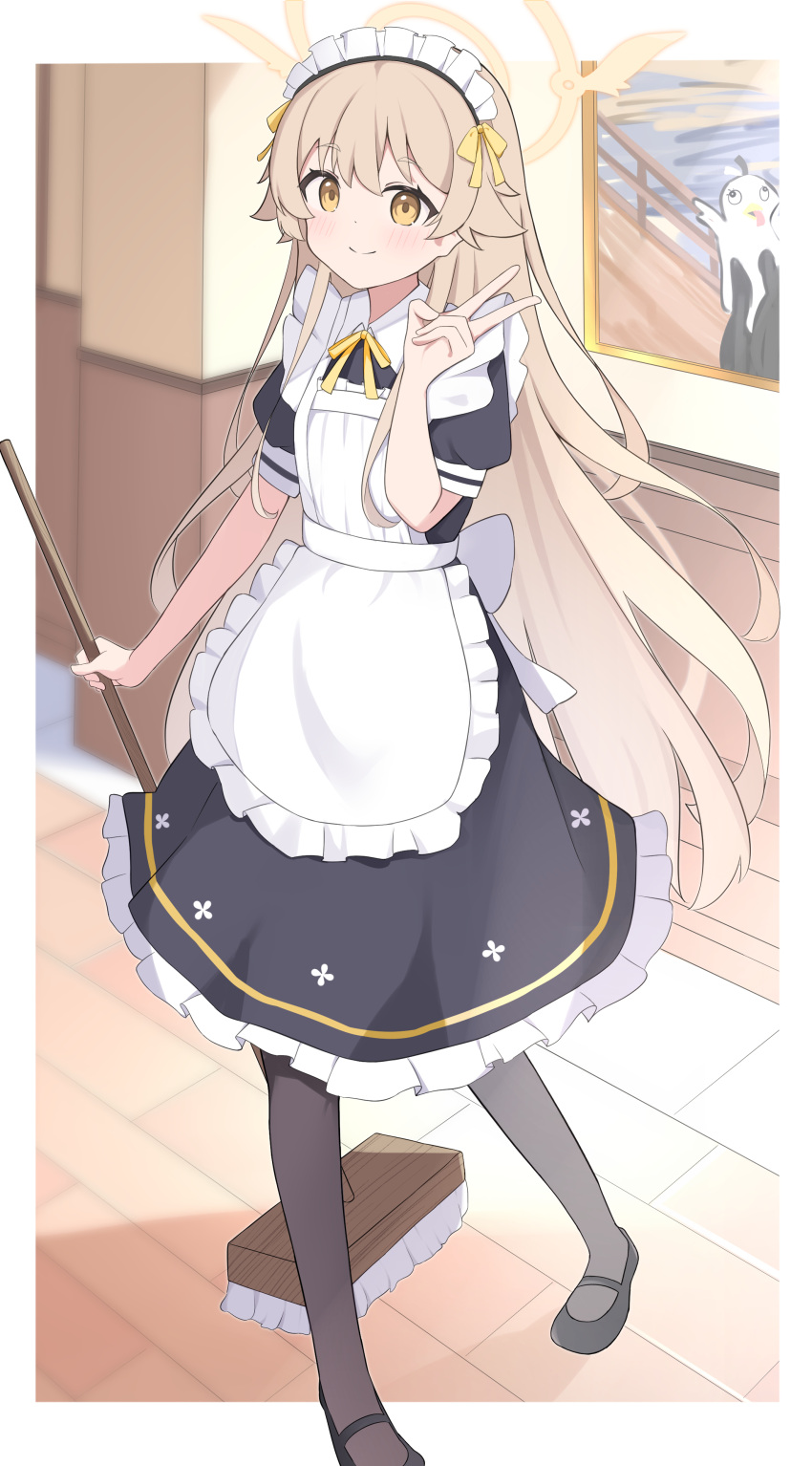 Safebooru - 1girl absurdres apron black pantyhose blue archive brown ...