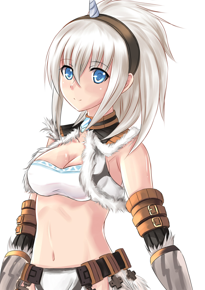 Safebooru - 1girl absurdres allenes blue eyes breasts cleavage gauntlets hairband highres kirin ...