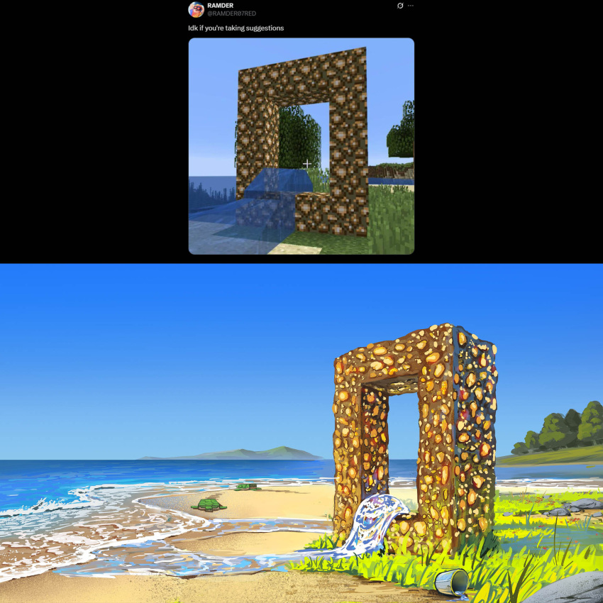 Safebooru - aether portal beach benii21 bucket clear sky commentary ...