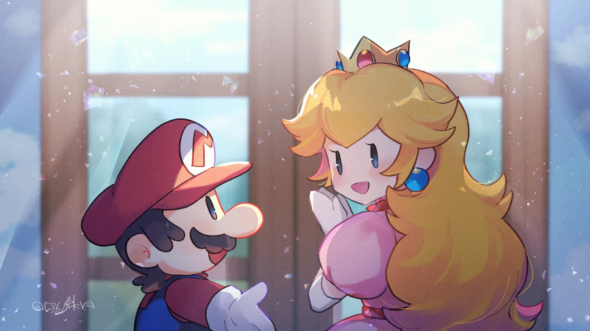 Safebooru - 1boy 1girl blonde hair blue overalls blurry blurry ...