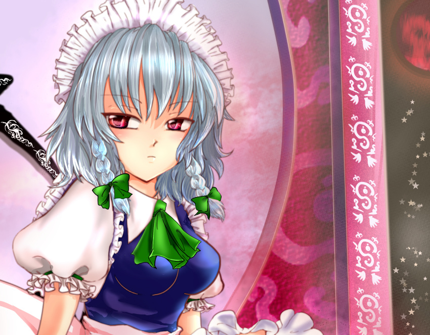 Safebooru - braid highres izayoi sakuya maid pinkrojar red eyes short ...