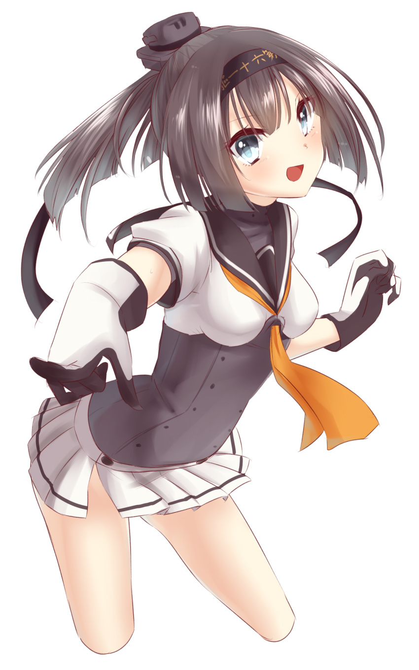Safebooru - 1girl akizuki (kantai collection) black hair blue eyes gloves hair ornament highres ...