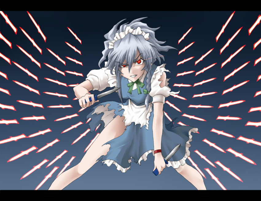 Safebooru - izayoi sakuya knife lourie red eyes short hair silver hair ...