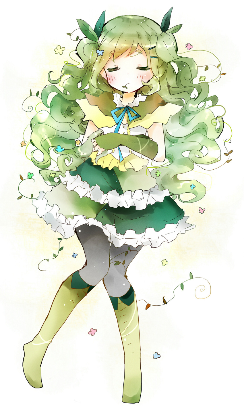 Safebooru - 1girl bangs black legwear boots closed eyes curly hair ...