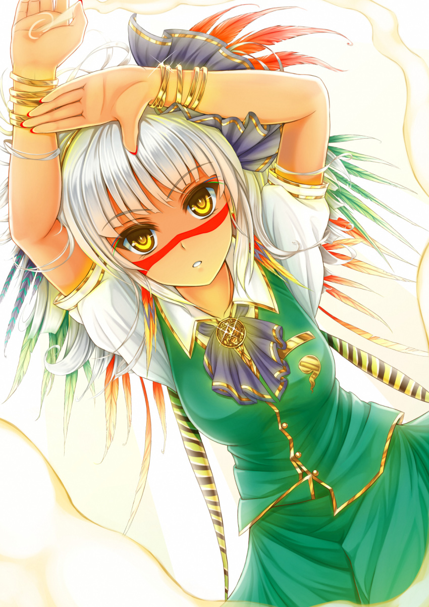 Safebooru - 1girl ascot aztec facepaint feathers hairband highres kitou ...