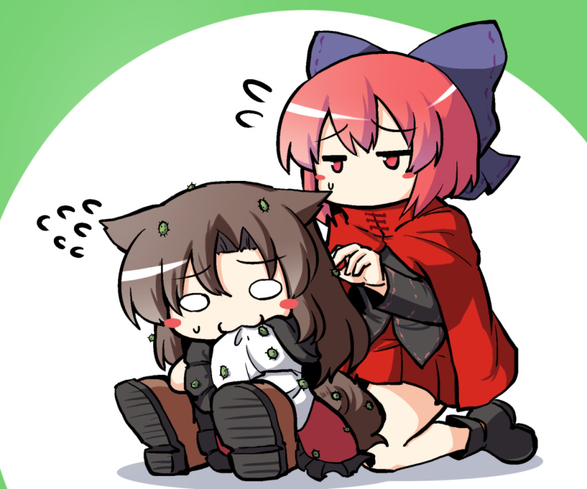 Safebooru - 2girls :3 animal ears berutasu blush stickers bow brooch ...